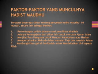 Hadist maudu' intan dan melda | PPTX