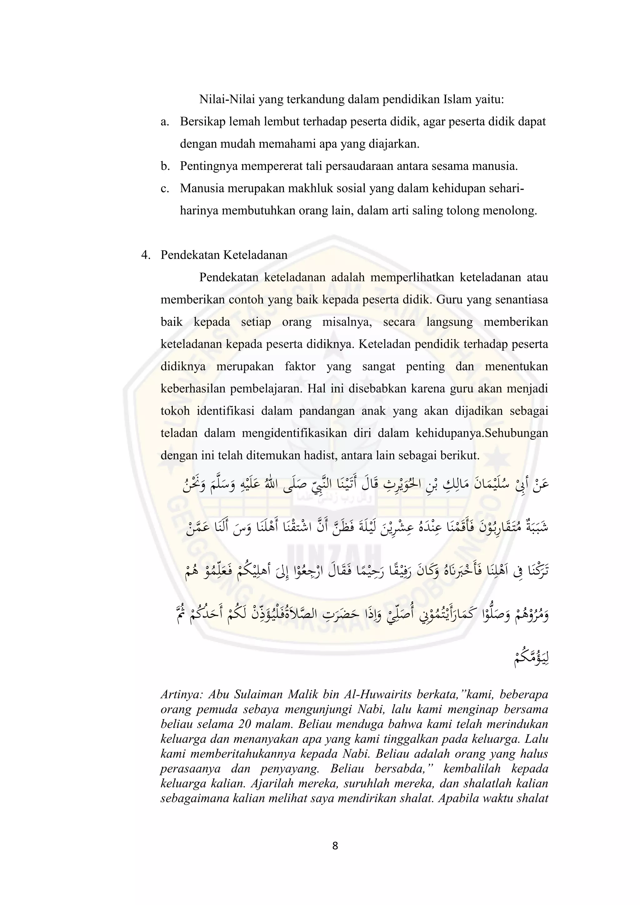 Hadist Pendekatan Pendidikan Islam.pdf