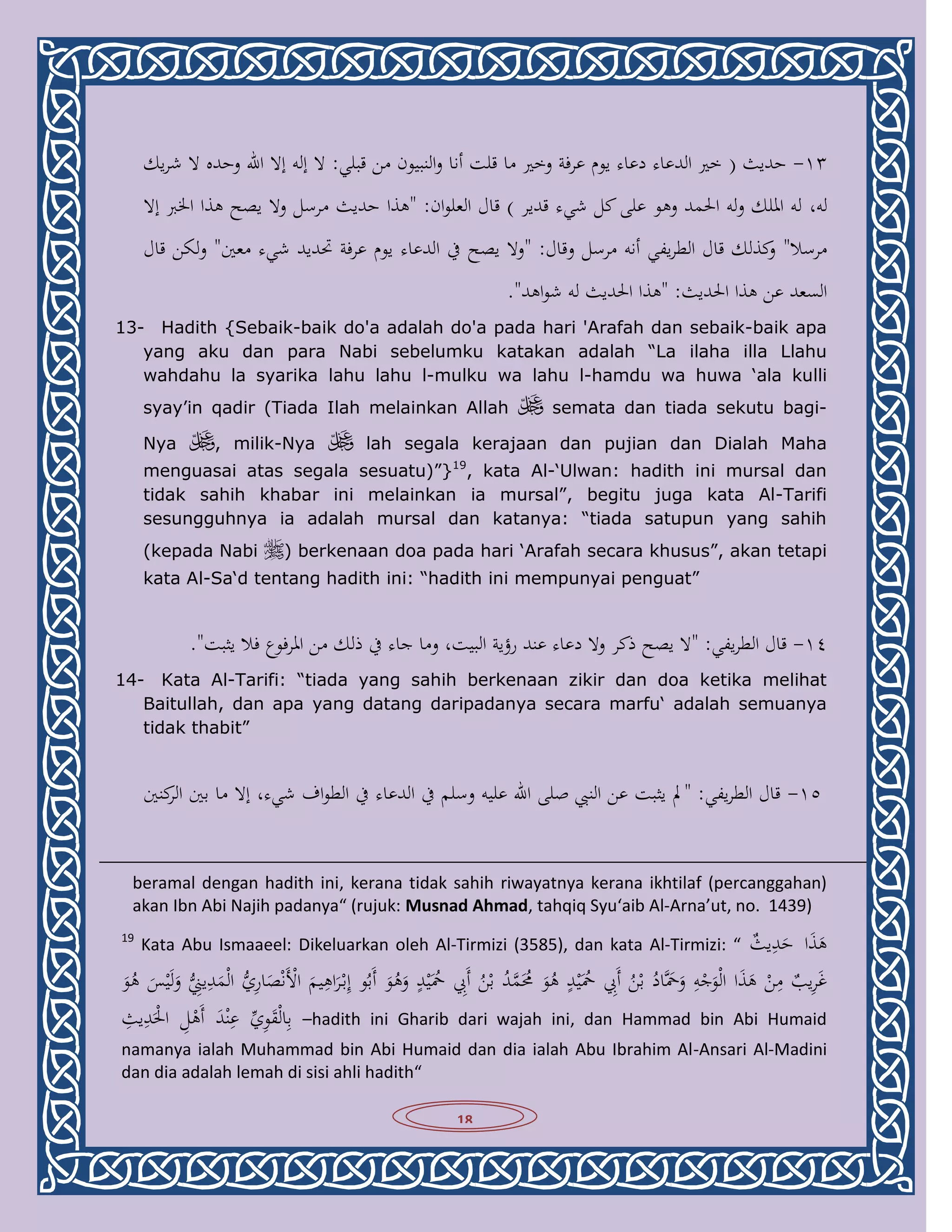 "Hadith-Hadith Dhaif Bersangkut Haji Yang Dilemahkan Oleh : Al-`Ulwan ...