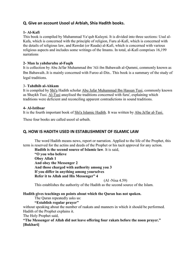 Hadith ranking - Type of Hadith in Islam | PDF