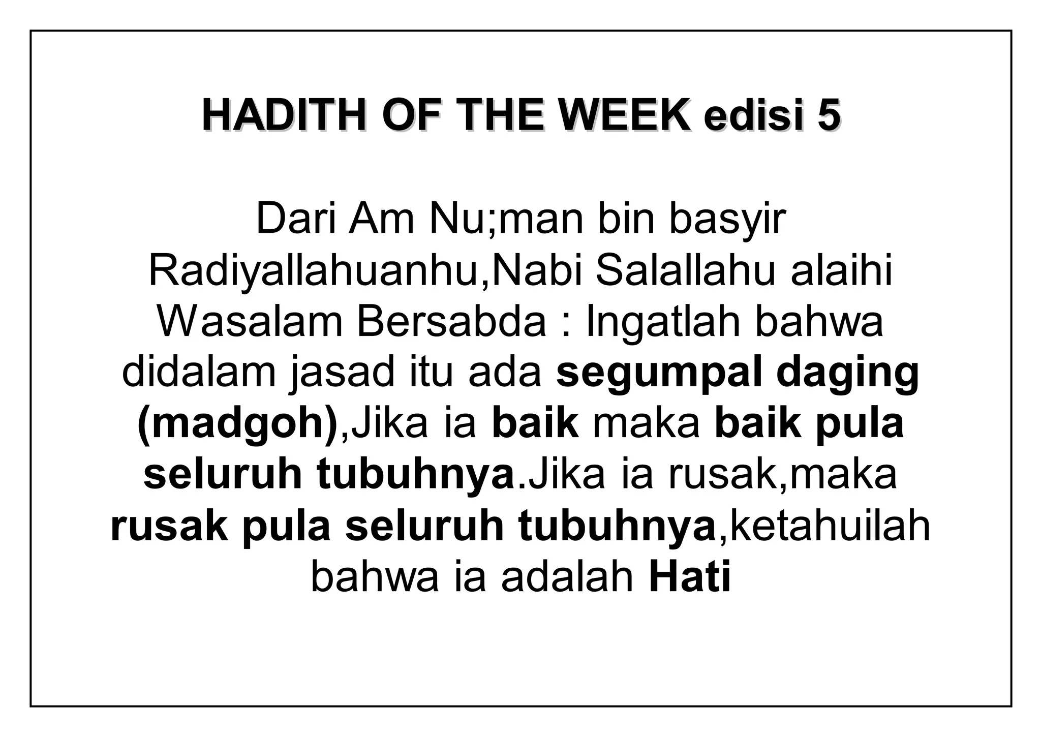 Hadith of the week edisi 1 | DOCX