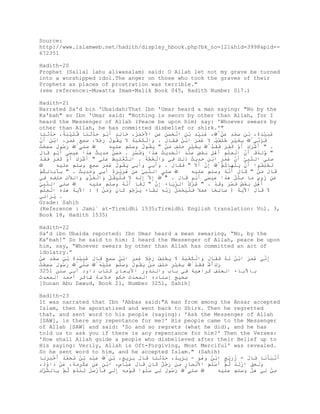 Hadiths about shirk | PDF