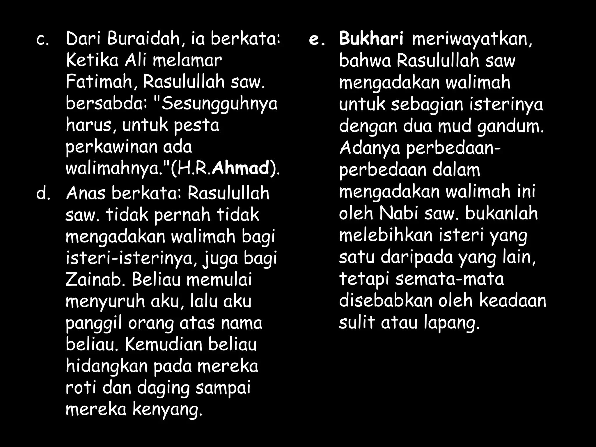 Hadits dan penjelasannya tentang Walimah | PPTX