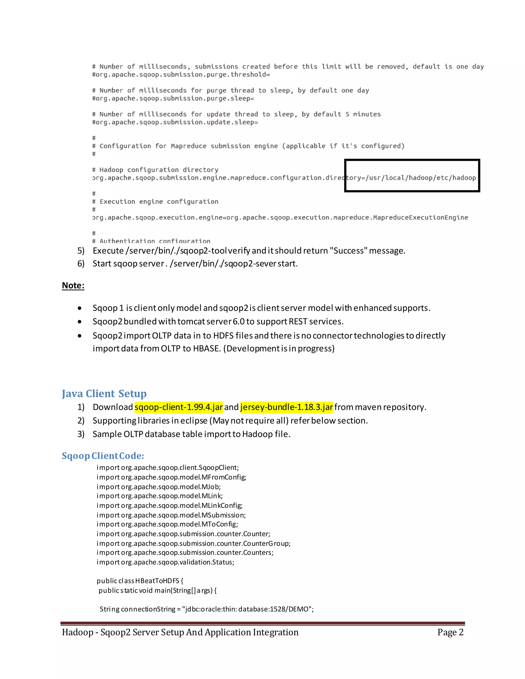 Hadoop Sqoop2 Server Setup And Application Integration Pdf