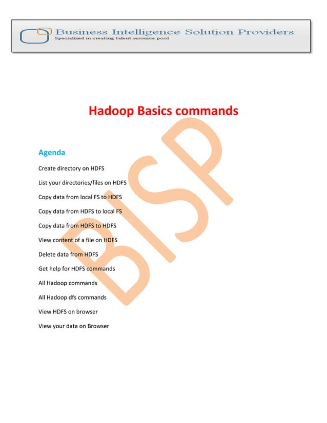 Hadoop basic commands | DOCX