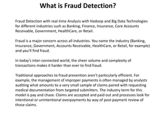 Hadoop BIG Data - Fraud Detection with Real-Time Analytics | PDF