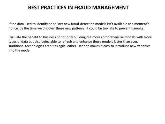 Hadoop BIG Data - Fraud Detection with Real-Time Analytics | PDF