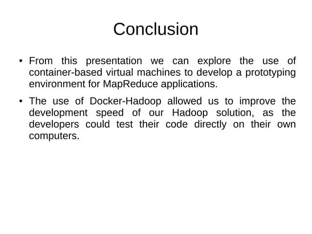 Hadoop Cluster on Docker Containers | PPT