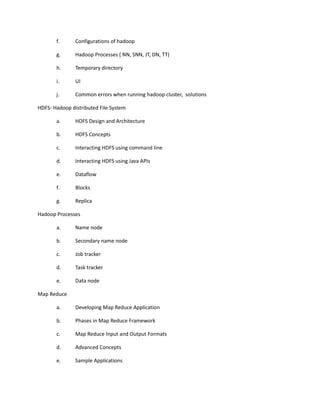 Hadoop course content | DOCX