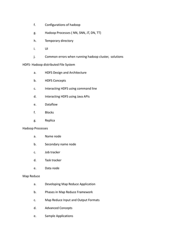 Hadoop course content | DOCX