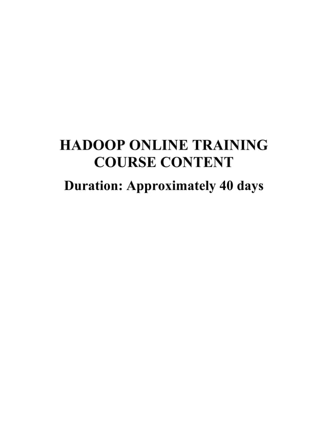 Hadoop course contents latest | PDF
