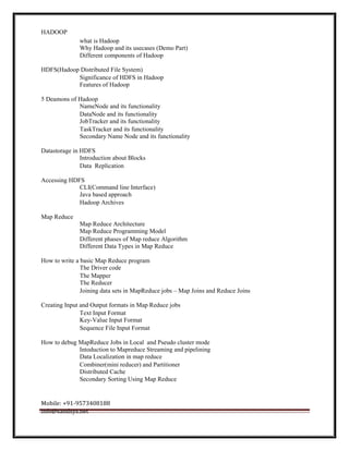 Hadoop course contents latest | PDF