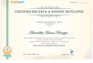 Hadoop Developer Certificate by Simplilearn | PDF