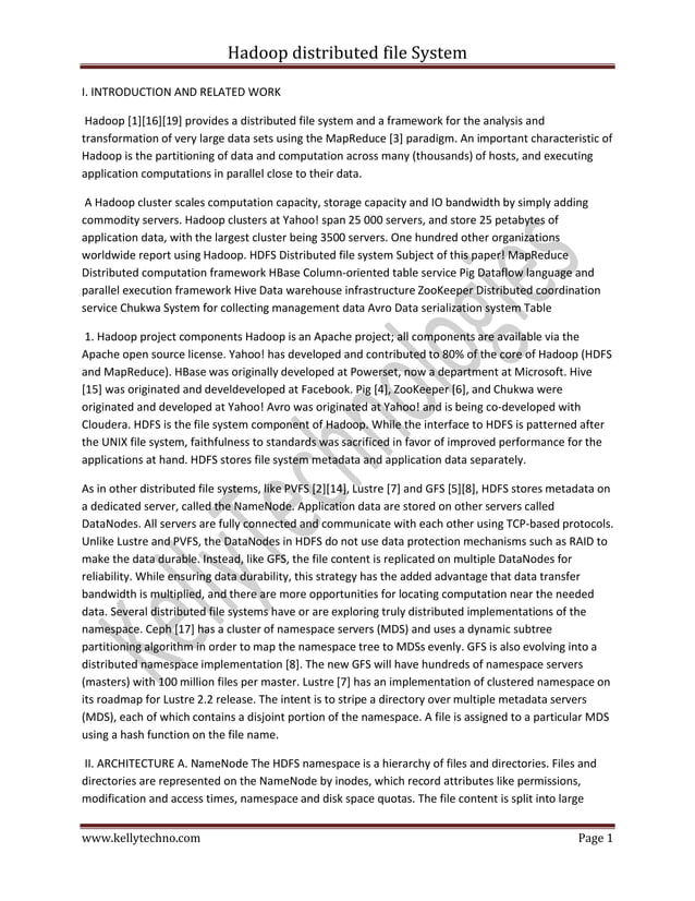 Hadoop Distributed File System Pdf Data Storage And Warehousing Computing