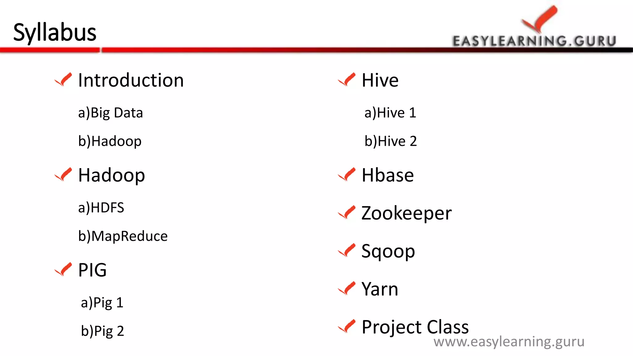 Big Data Hadoop Tutorial by Easylearning Guru | PPT