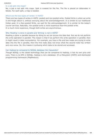 Hadoop hdfs interview questions | PDF | Databases | Computer Software and Applications