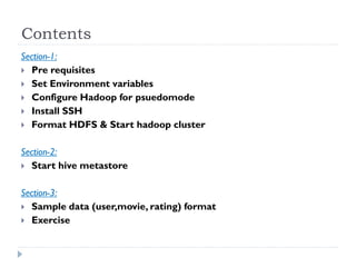 Apache Hadoop & Hive installation with movie rating exercise | PPT