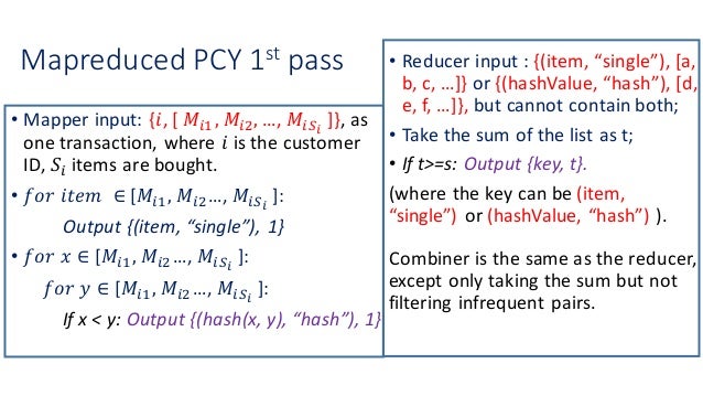 Hadoop implementation for algorithms apriori, pcy, son Hadoop implementation for algorithms apriori, pcy, son