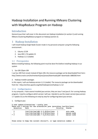 Hadoop installation and Running KMeans Clustering with MapReduce Program on Hadoop | PDF