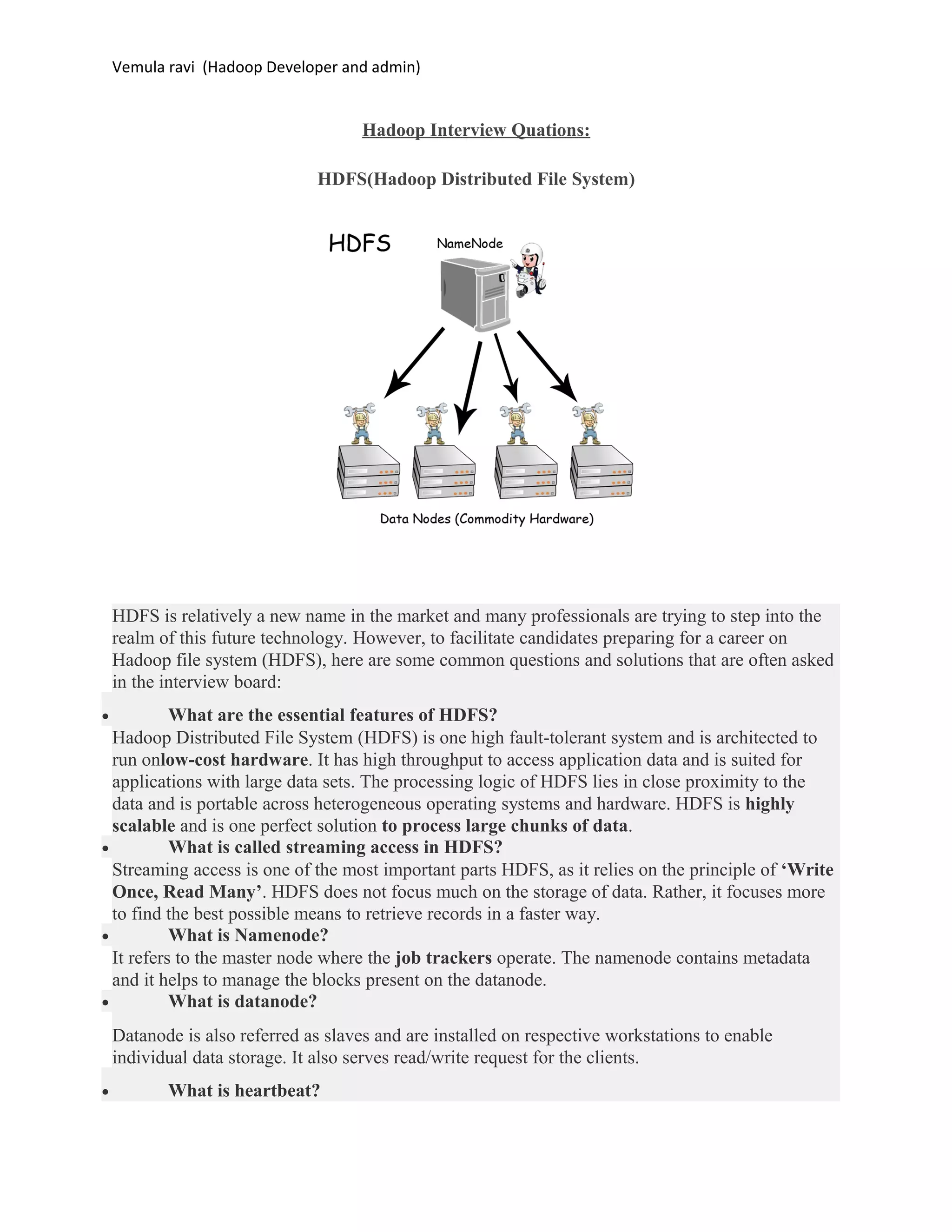 Hadoop interview quations1 | DOC | Data Storage and Warehousing | Computing