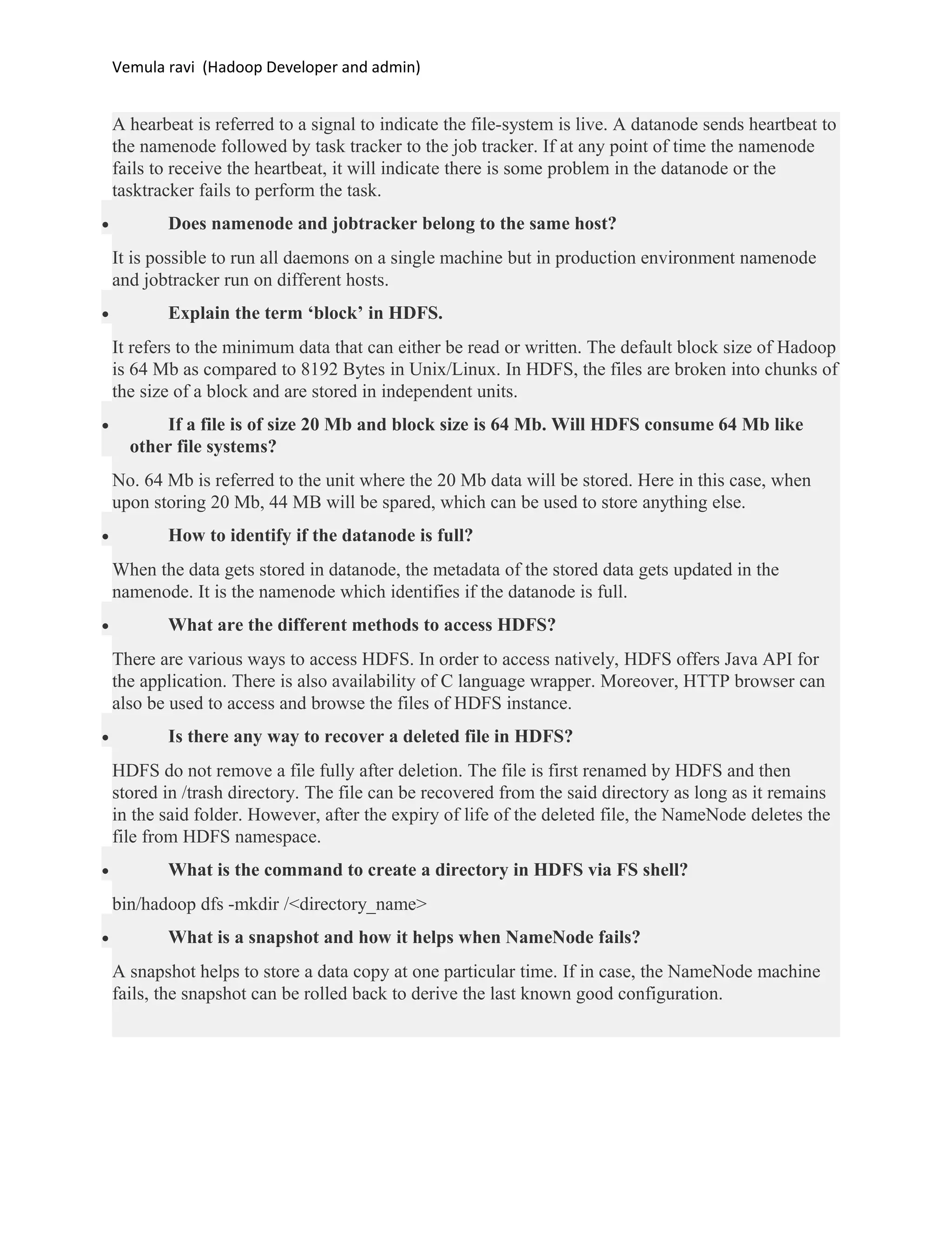 Hadoop interview quations1 | DOC | Data Storage and Warehousing | Computing