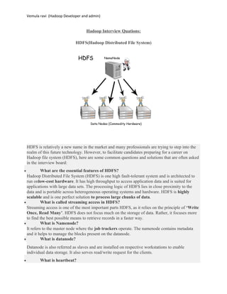 Hadoop interview quations1 | DOC | Data Storage and Warehousing | Computing
