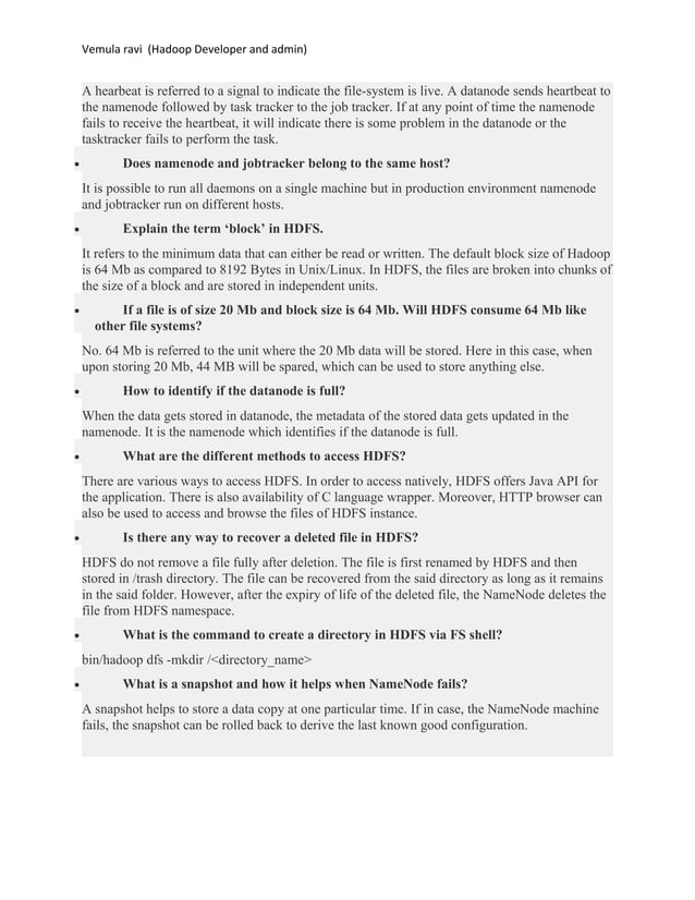 Hadoop interview quations1 | DOC | Data Storage and Warehousing | Computing