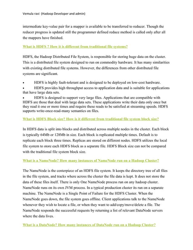 Hadoop interview quations1 | DOC | Data Storage and Warehousing | Computing