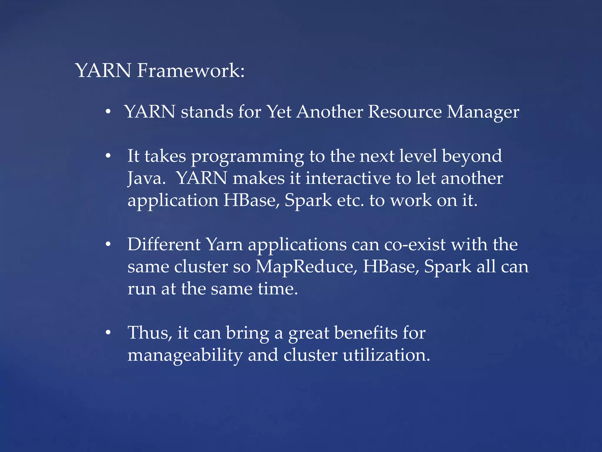 Hadoop, mapreduce and yarn networks | PPTX | Programming Languages | Computing