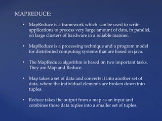 Hadoop, mapreduce and yarn networks | PPTX | Programming Languages | Computing