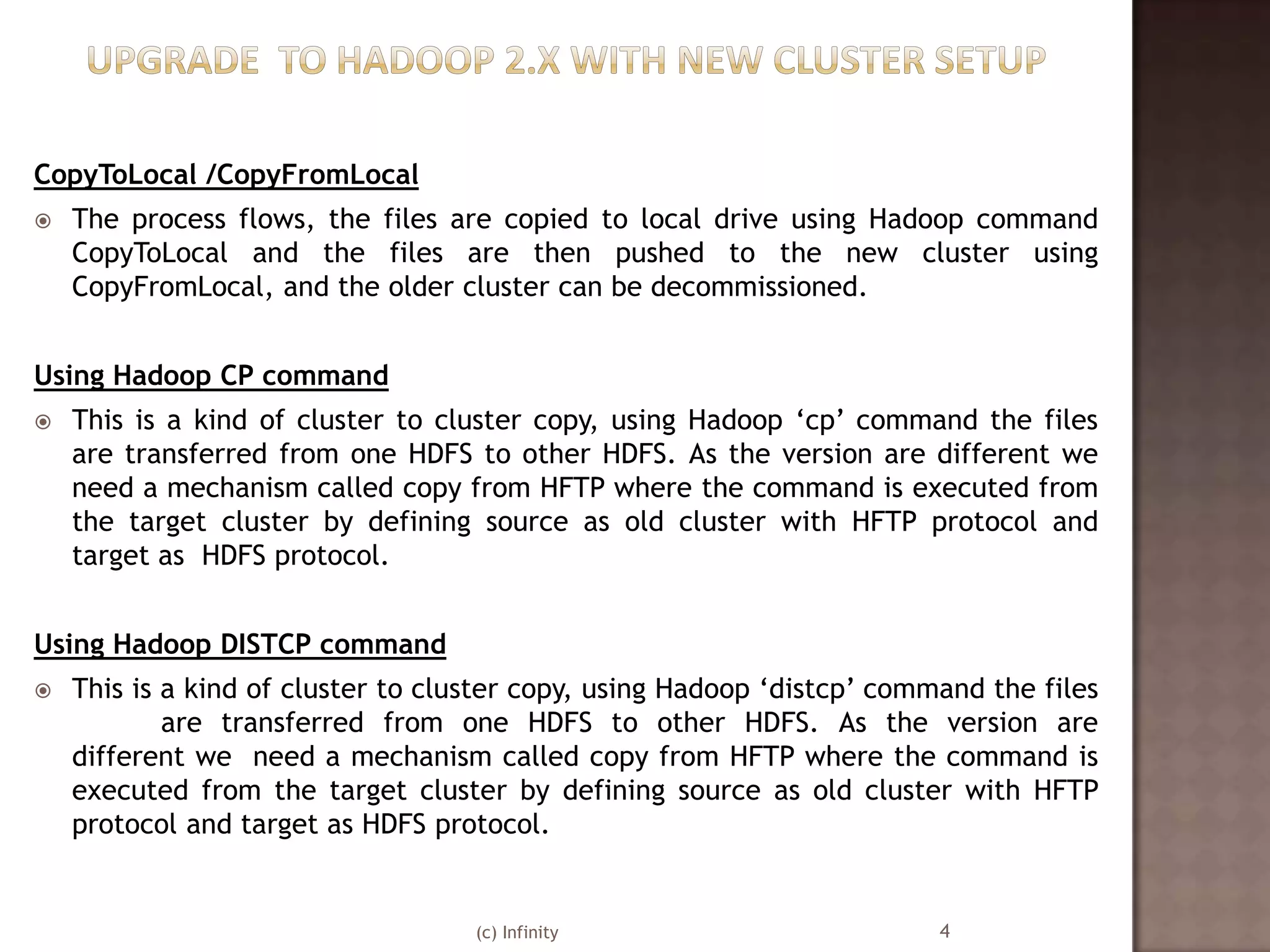 Hadoop migration and upgradation | PPTX