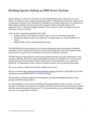 Building Apache Hadoop from source on IBM Power Systems | PDF