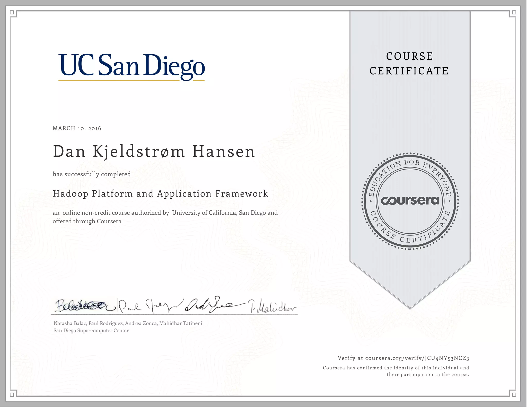 Hadoop platform and application framework coursera | PPT
