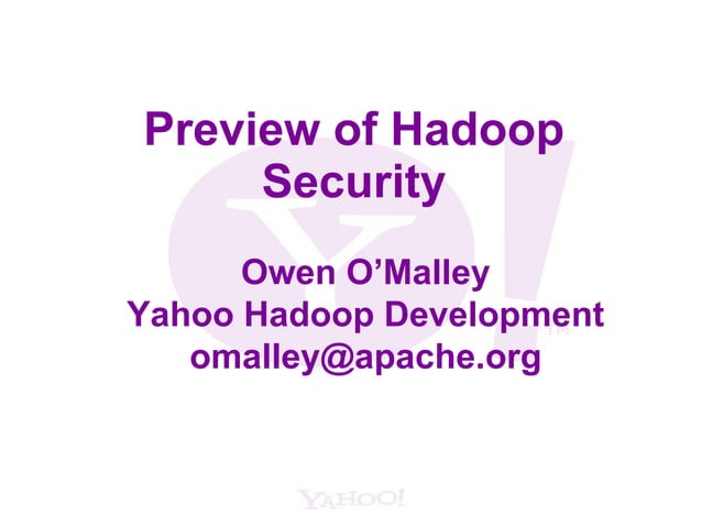 Hadoop Security Preview Ppt