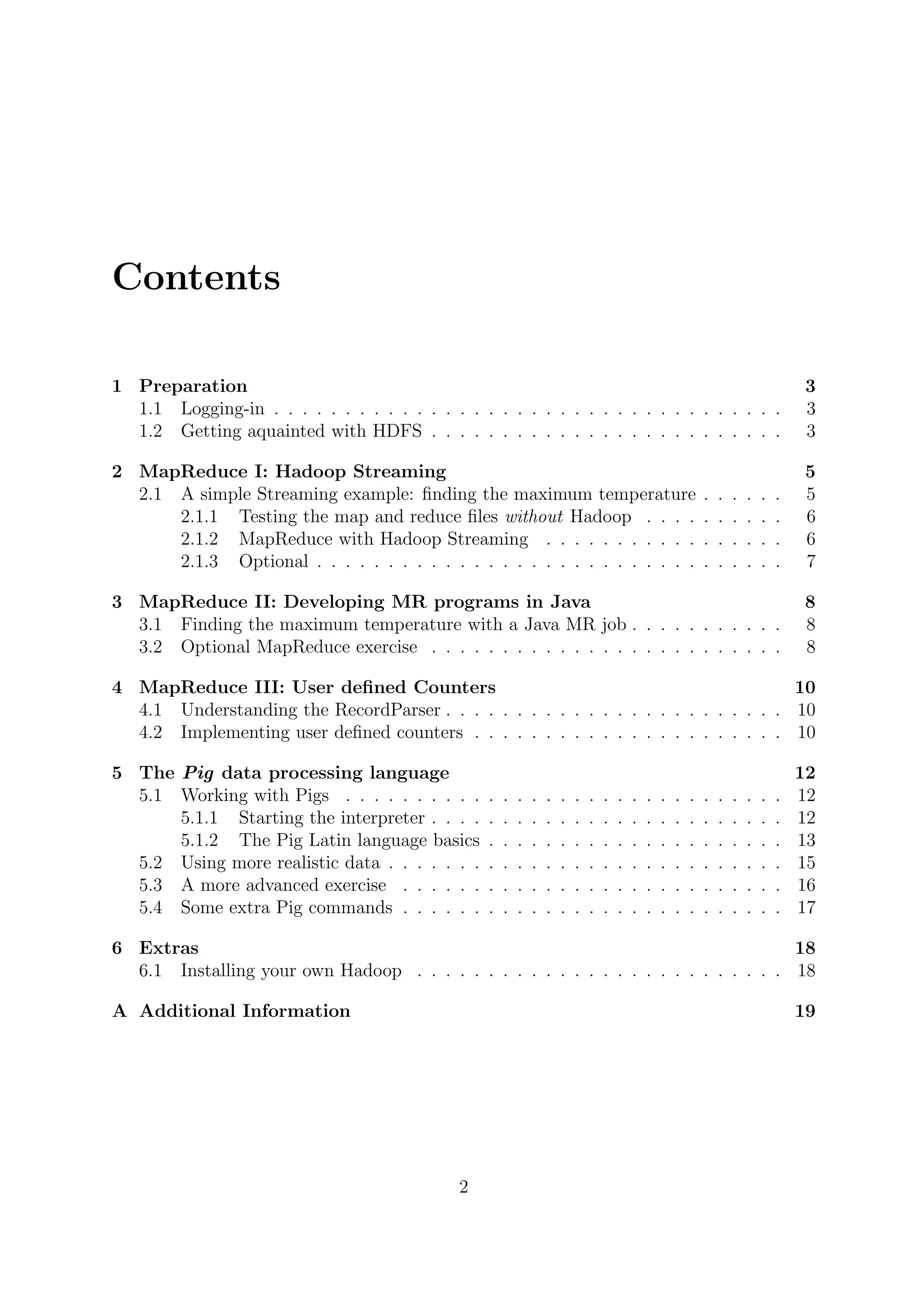 Hadoop tutorial hand-outs | PDF