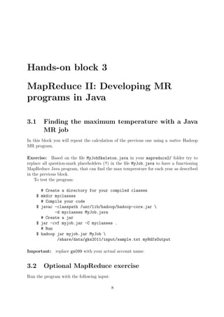 Hadoop tutorial hand-outs | PDF