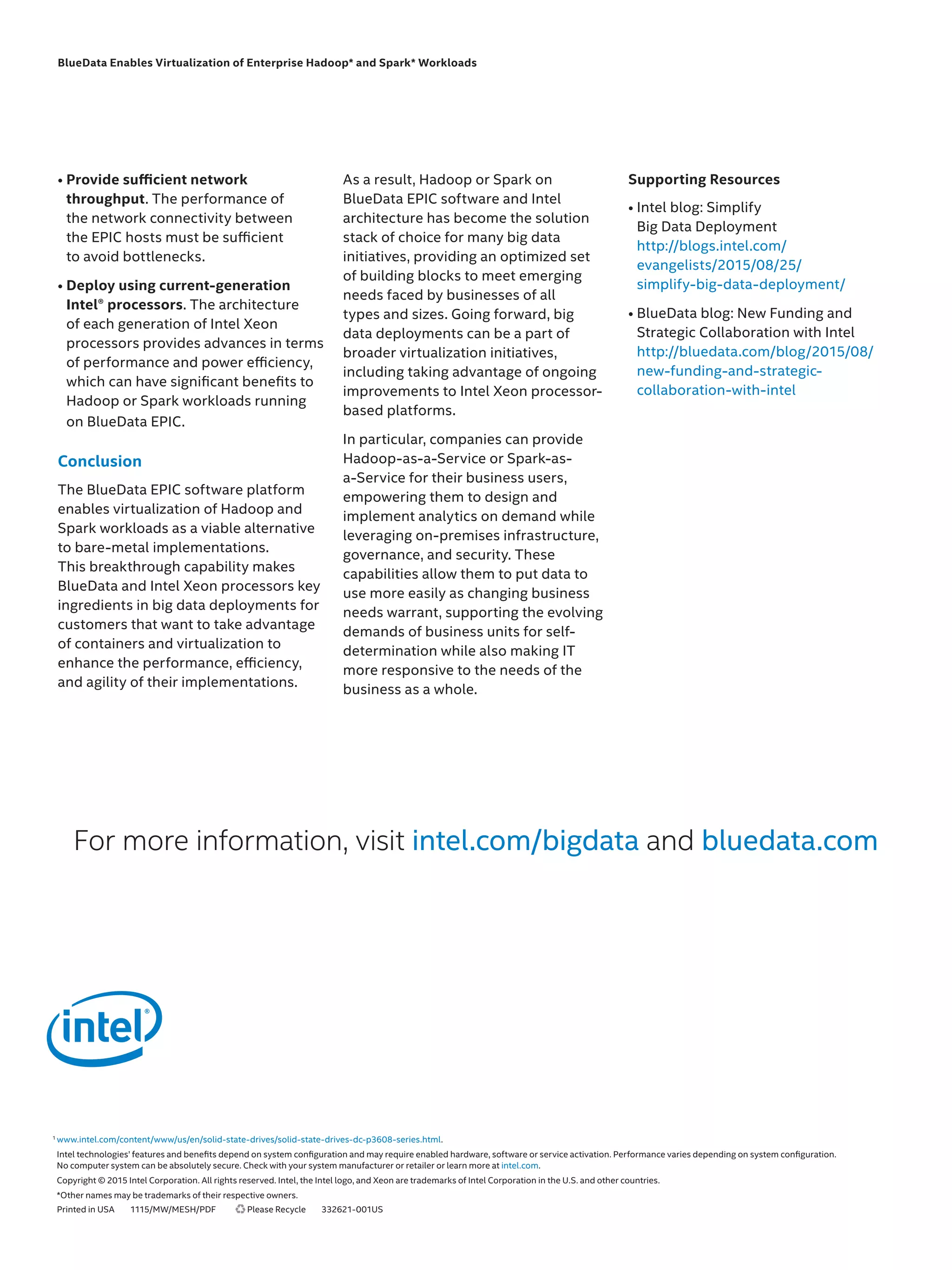 Hadoop Virtualization - Intel White Paper | PDF