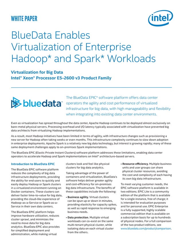 Hadoop Virtualization - Intel White Paper | PDF