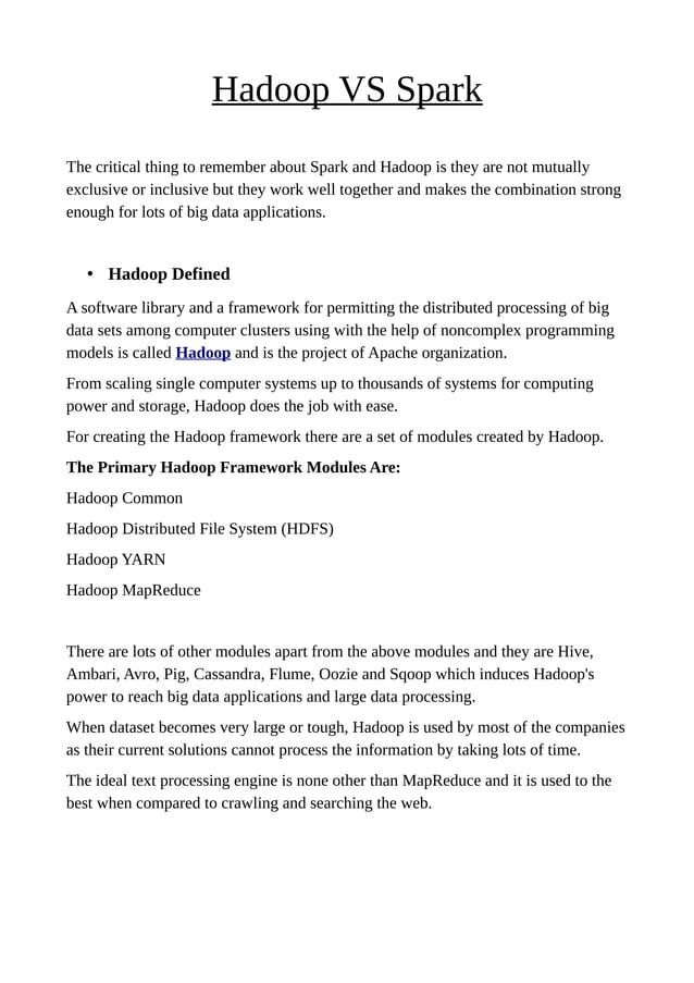 Hadoop vs spark | PDF