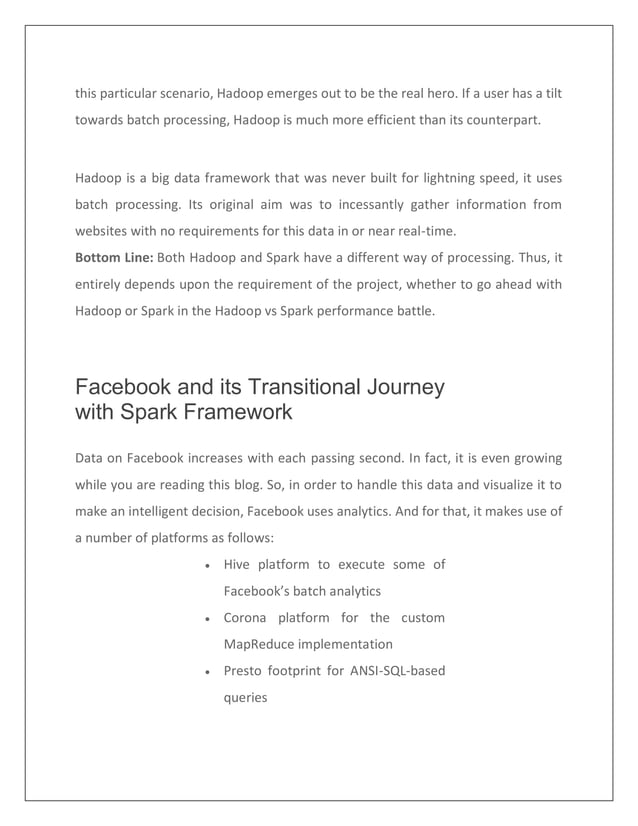 Hadoop Vs Spark — Choosing the Right Big Data Framework | PDF