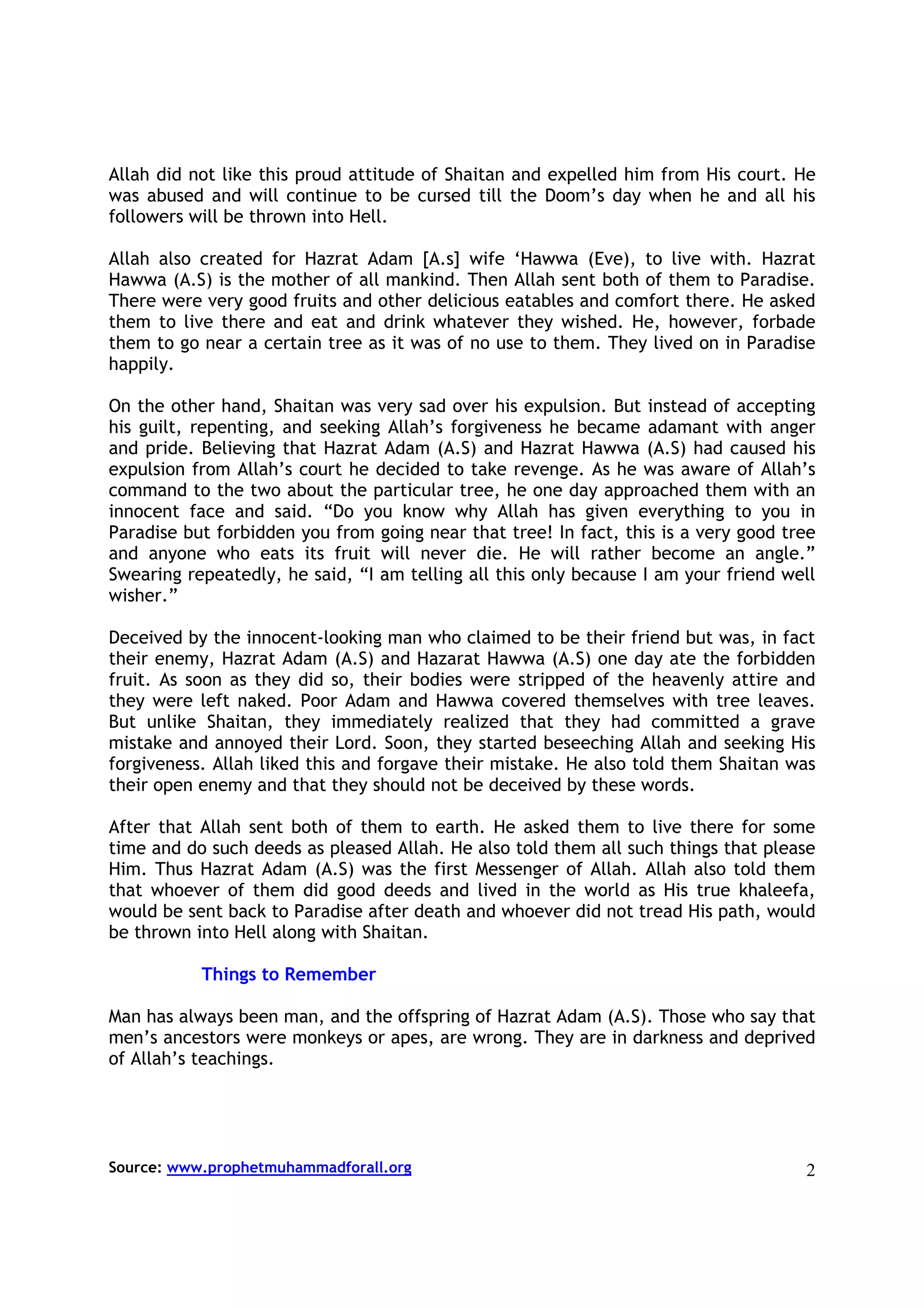 Hadrat Adam (as) | PDF