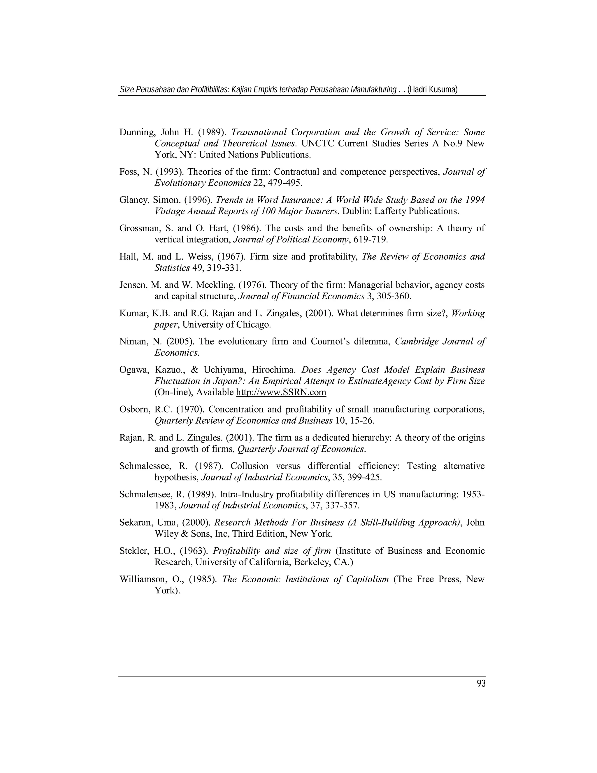 Jurnal Hadri Kusuma Tentang Ukuran Perusahaan | PDF