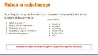 Motion in Hadron therapy (radiotherapy) | PPTX