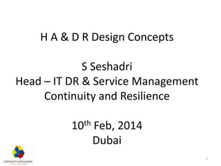 HA & DR System Design - Concepts and Solution | PPTX