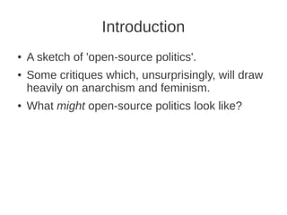 An anarchafeminist critique of open-source politics | PDF | Politics