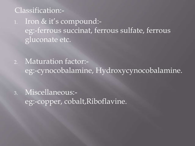 Haematinics | PPTX | Blood Disorders | Diseases and Conditions