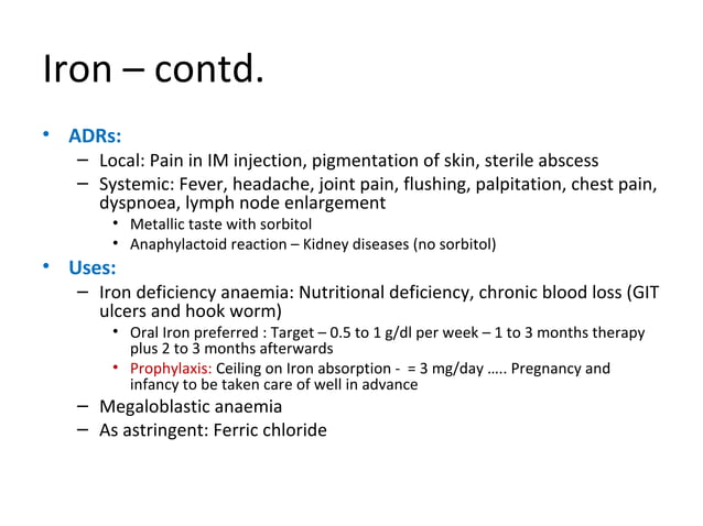 Haematinics | PPT | Blood Disorders | Diseases and Conditions
