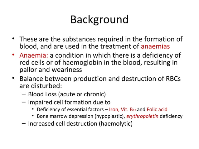 Haematinics | PPT | Blood Disorders | Diseases and Conditions