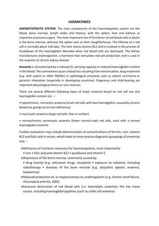 Haematinics , hematopoietic system, anaemia, clinical uses | PDF