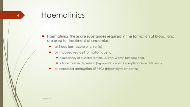Haematinics...... Pharmacology......pptx | Blood Disorders | Diseases and Conditions